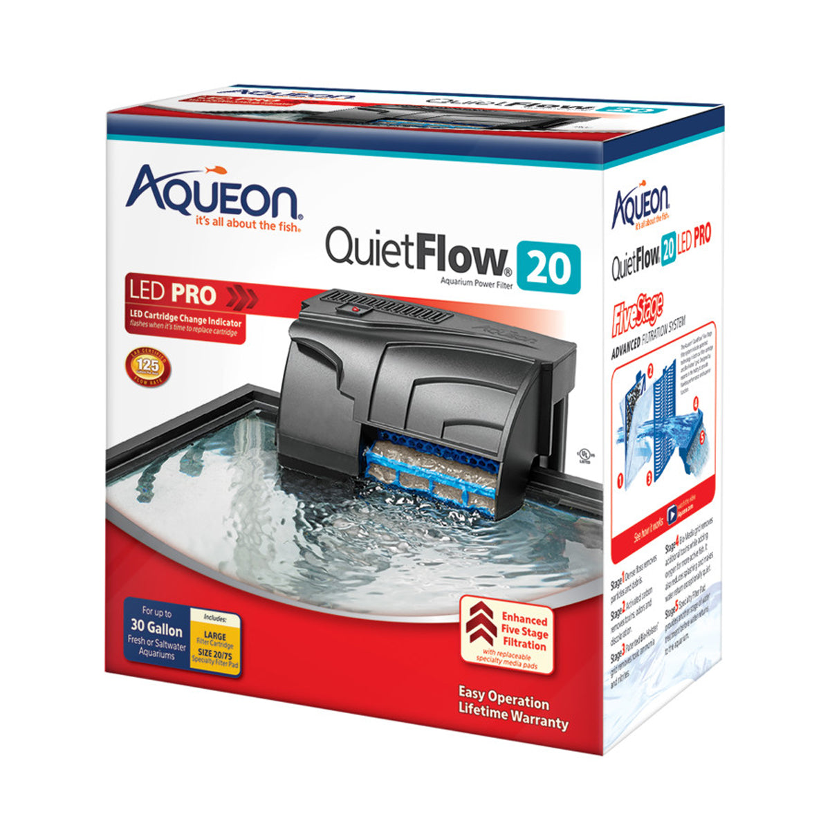 Aqueon QuietFlow 20 LED PRO Aquarium Power Filter | ASAP Aquarium