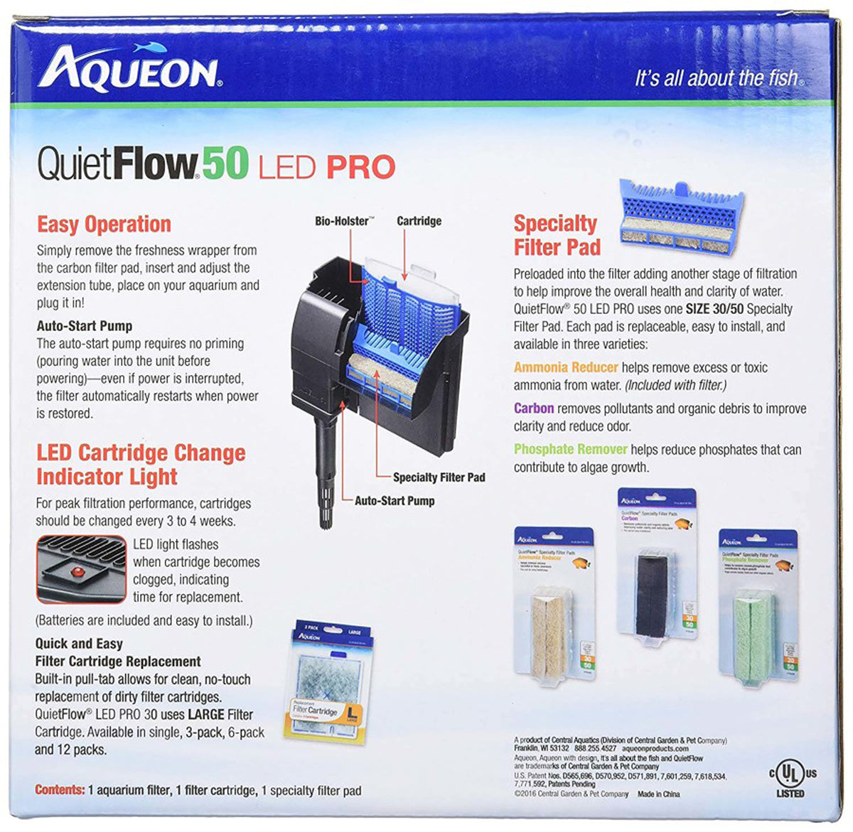 Aqueon QuietFlow 50 LED PRO Aquarium Power Filter | ASAP Aquarium