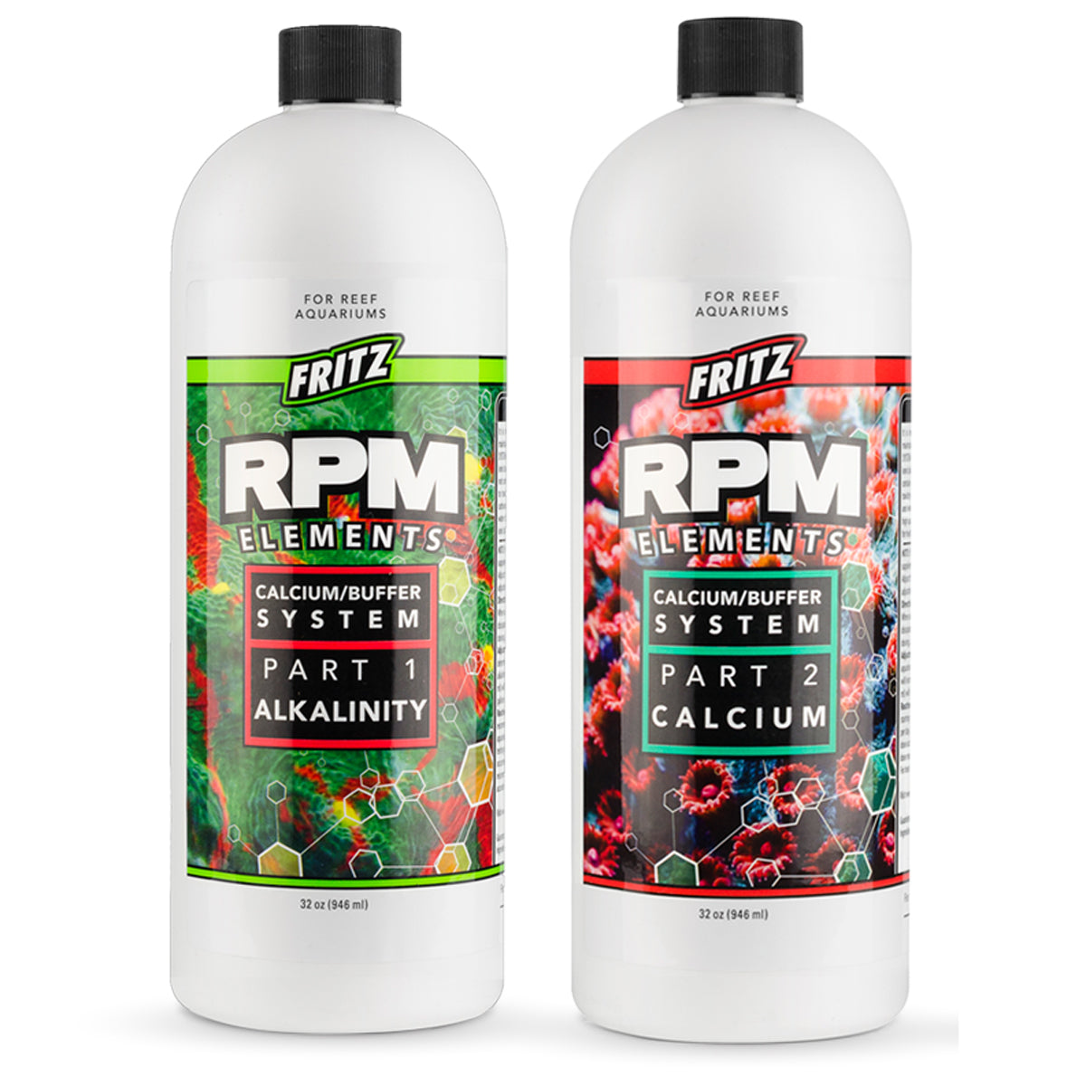 Fritz RPM Elements Part 1 & 2 Alkalinity & Calcium 2x 32oz | ASAP Aquarium