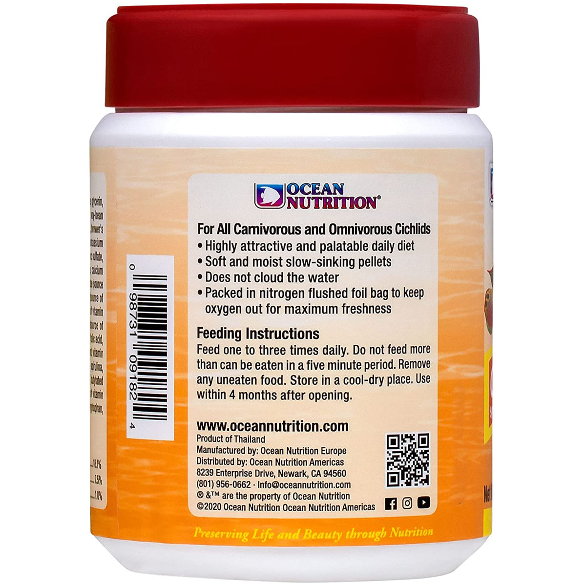 Ocean Nutrition Cichlid Omni Pellets SMALL 200 grams (7oz) | ASAP Aquarium