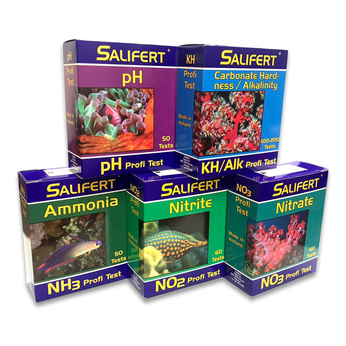 Salifert Test Kit Combo Marine Master (pH KH NO2 NO3 NH3) | ASAP Aquarium